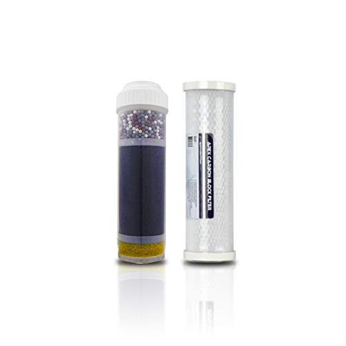 APEX EXPRT RF-2050 and RF-1010 Dual Countertop Water Filter Replacement Cartridges, for MR-2050, 5 Stage Mineral pH Alkaline and Carbon Block Water Filter - Reduces up to 99% of Chlorine