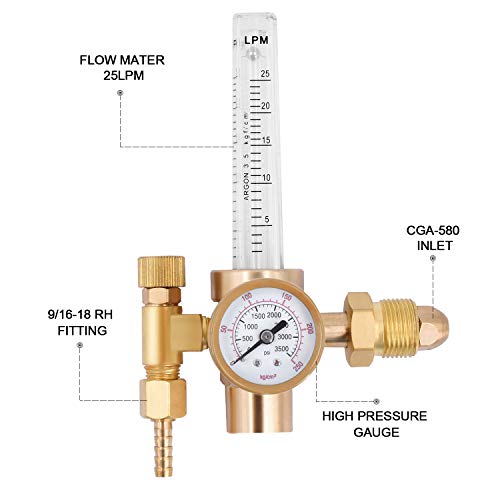 Argon CO2 Mig Tig Flow Meter Welding Weld Regulator Gauge Gas Welder CGA-580