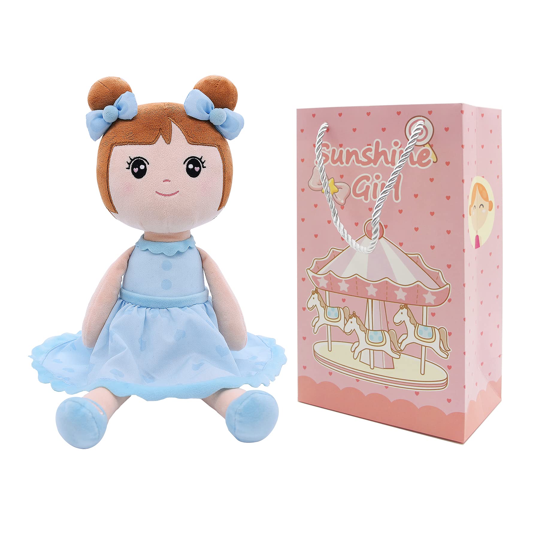 Conzy Stuffed Baby Doll Gifts for Girl 44CM Super Soft Buddy Cuddly Baby Girl Plush Toy Gifts wtih Gift Bag 17.3 Inches in Standing (Pink)