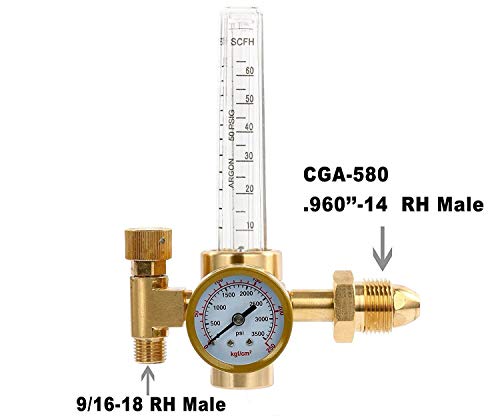 Argon Regulator,Flow Meter Gas Regulator Gauge for Mig Tig Weld,0-25lpm CGA-580 Copper Welding Gas Regulators Accessory