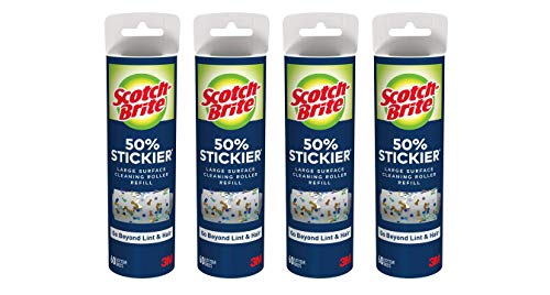 Wide Lint Roller Refills (120 Sheets Total) Cat Dog Pet Hair Animal Fur Remover Clothing Upholstery, Pack of 4
