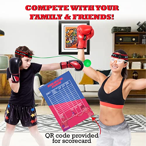 Soul Shift - 4 X Boxing Reflex Balls and Reaction Ball and Safety Glasses - Hand Eye Coordination, Boxing Reflex Ball Headband, Boxing MMA Training Equipment, Punching Ball