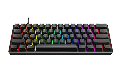 AG AC61M GK61 RGB Gaming Keyboard - 61 Keys Aluminum Case Two USB-C Ports PBT Keycap Hot Swappable Programmable for PC/Mac Gamer (Gateron Optical Red, Black Color)