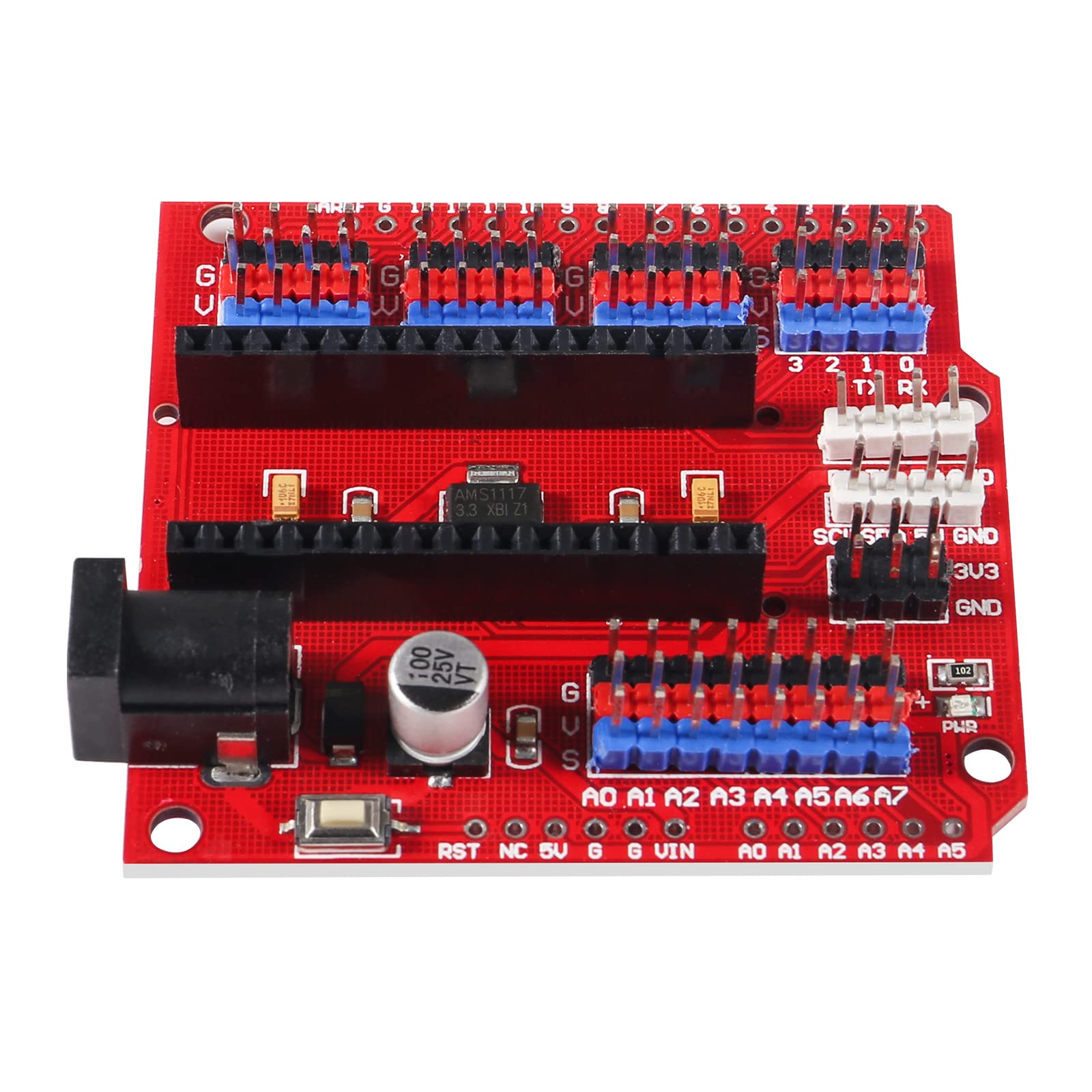 Alinan 8pcs Nano I/O IO Expansion Board Sensor Shield Module Controller Compatible Board I2C PWM Interface 3.3V for Nano 3.0 Duemilanove 2009