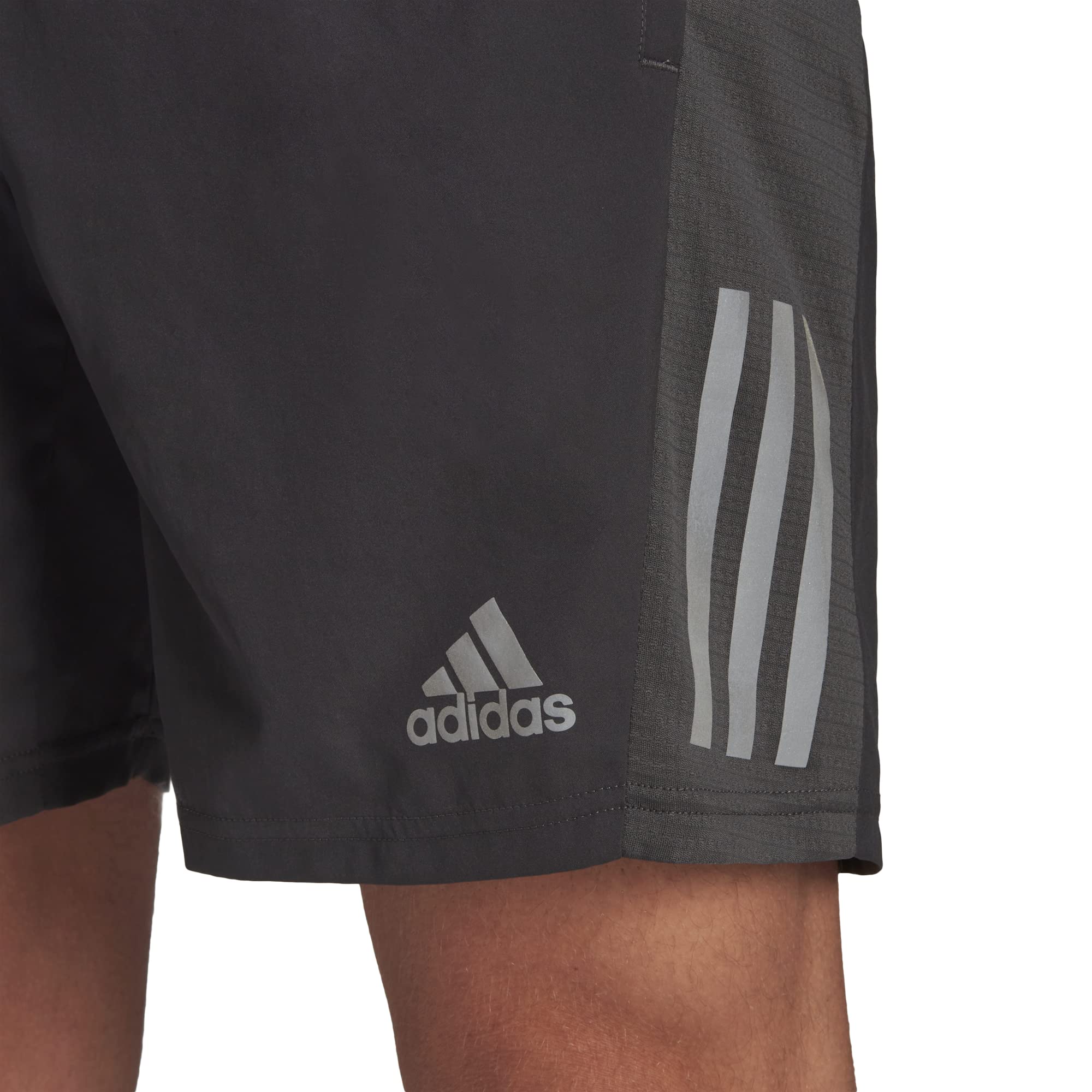 adidas Men's Standard Own The Run Shorts, Grey Six/Reflective Silver, Large