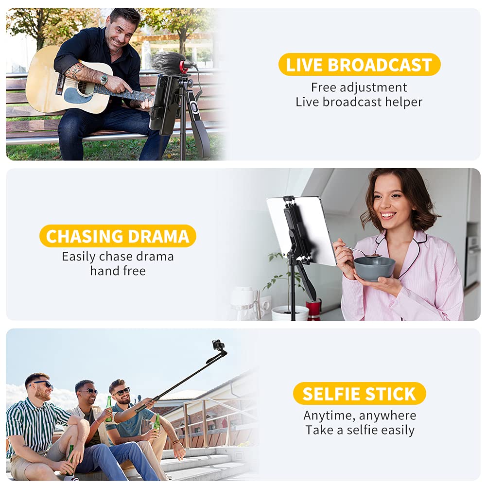 67'' Bluetooth Selfie Stick Phone Tripod, Extendable Travel Tripod Stand with Remote & 360° Rotation Phone Holder for Android iPhone Selfies, Video Recording, Vlogging, Live Streaming