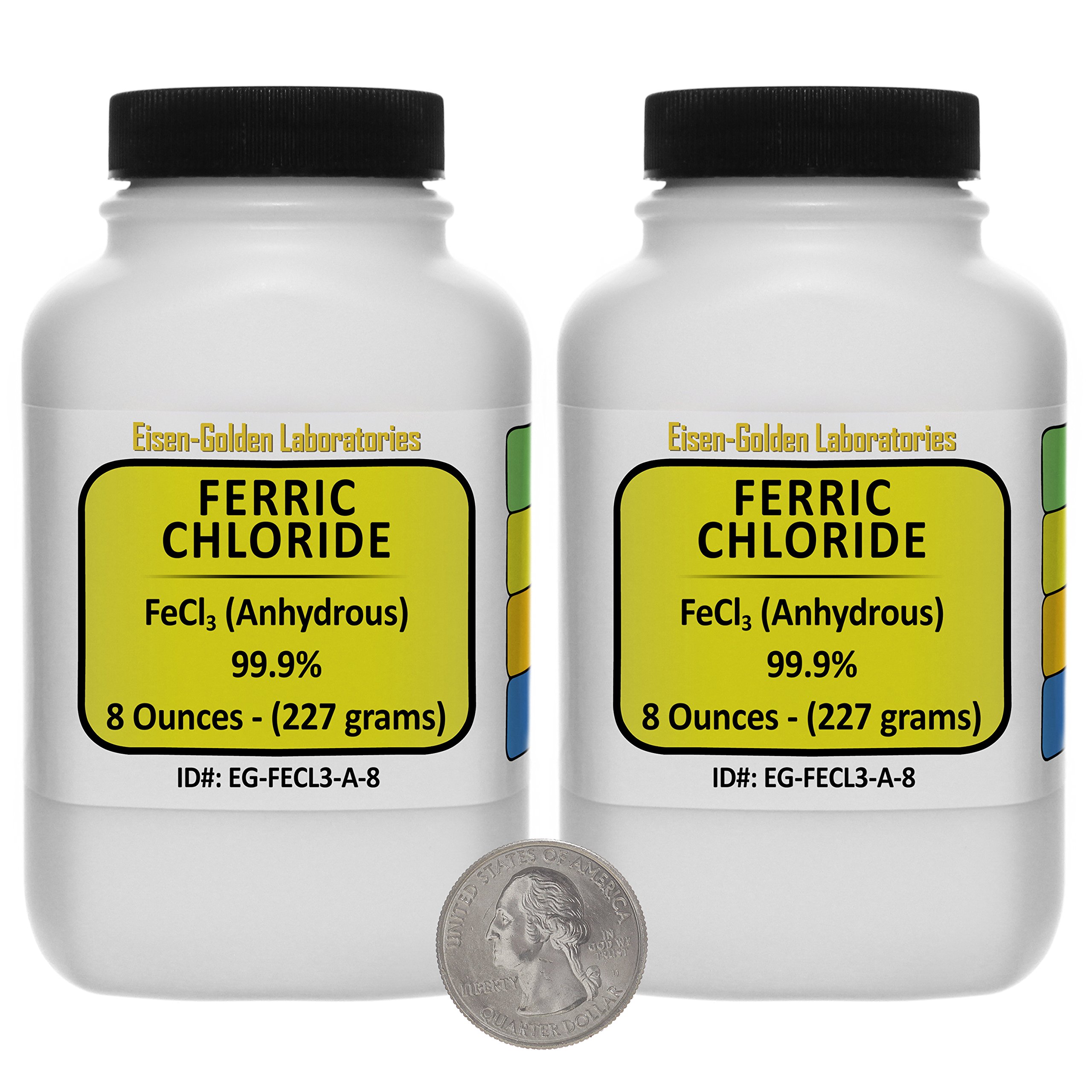 Ferric Chloride Anhydrous [FeCl3] 99.9% ACS Grade Powder 1 Lb in Two Space-Saver Bottles