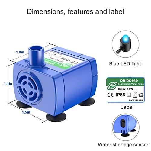 Wonder Creature Cat Water Fountain Pump, Replacement Pump for Round, Cubic and Crystal Cat Water Fountain, Pet Fountain Pump