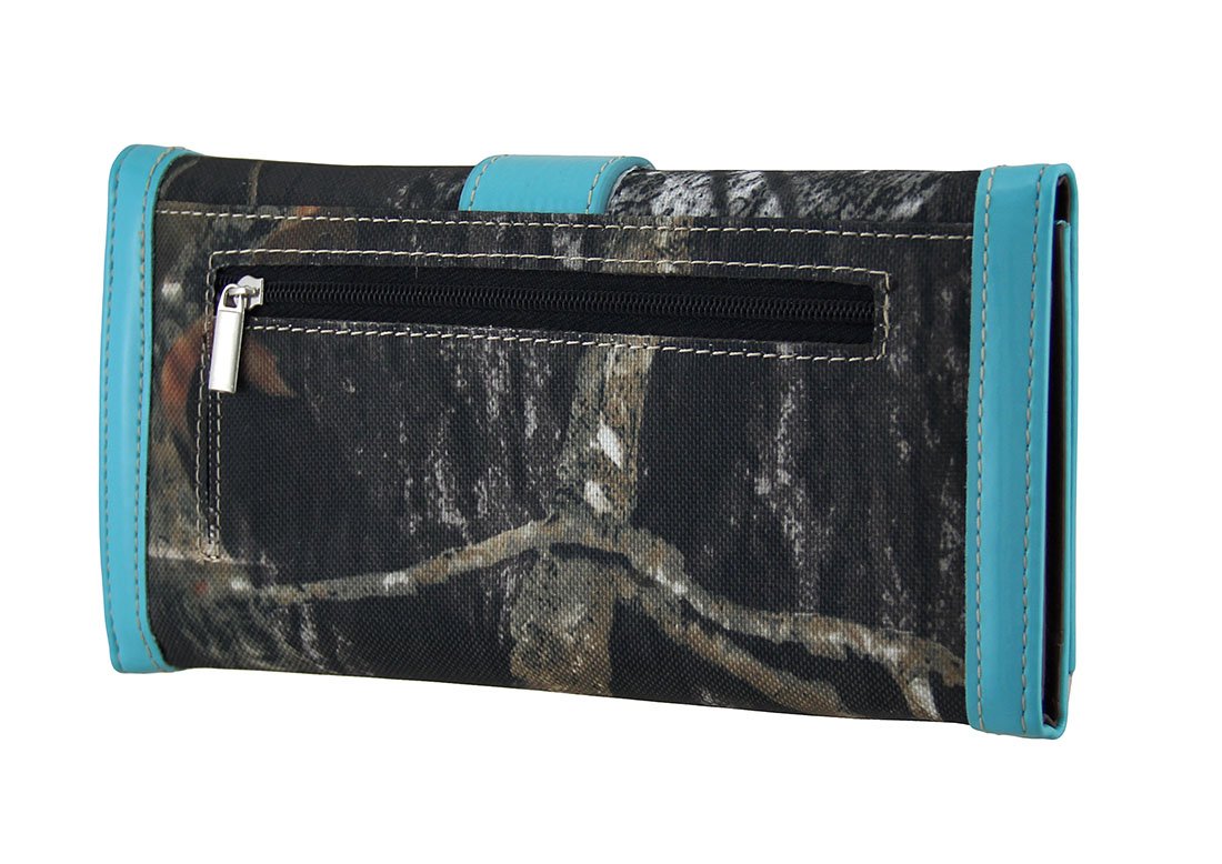 Camouflage Rhinestone Western Buckle Purse/Wallet Set Purple Trim