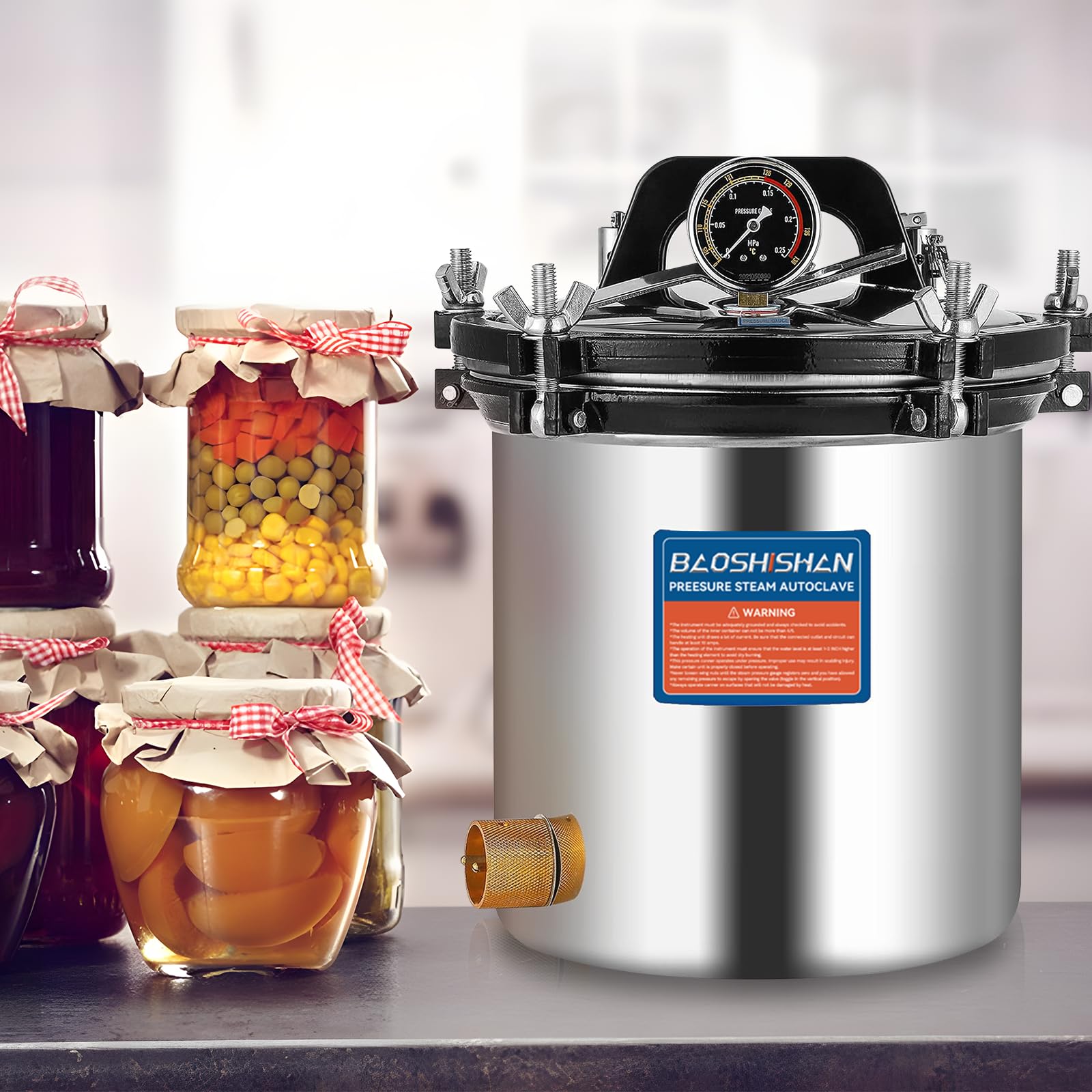BAOSHISHAN 18L Electric Pressure Canner 19 QT Stainless Steel Portable Pressure Canner for Mushroom Growing, Jar Canning 1.2KW 110V
