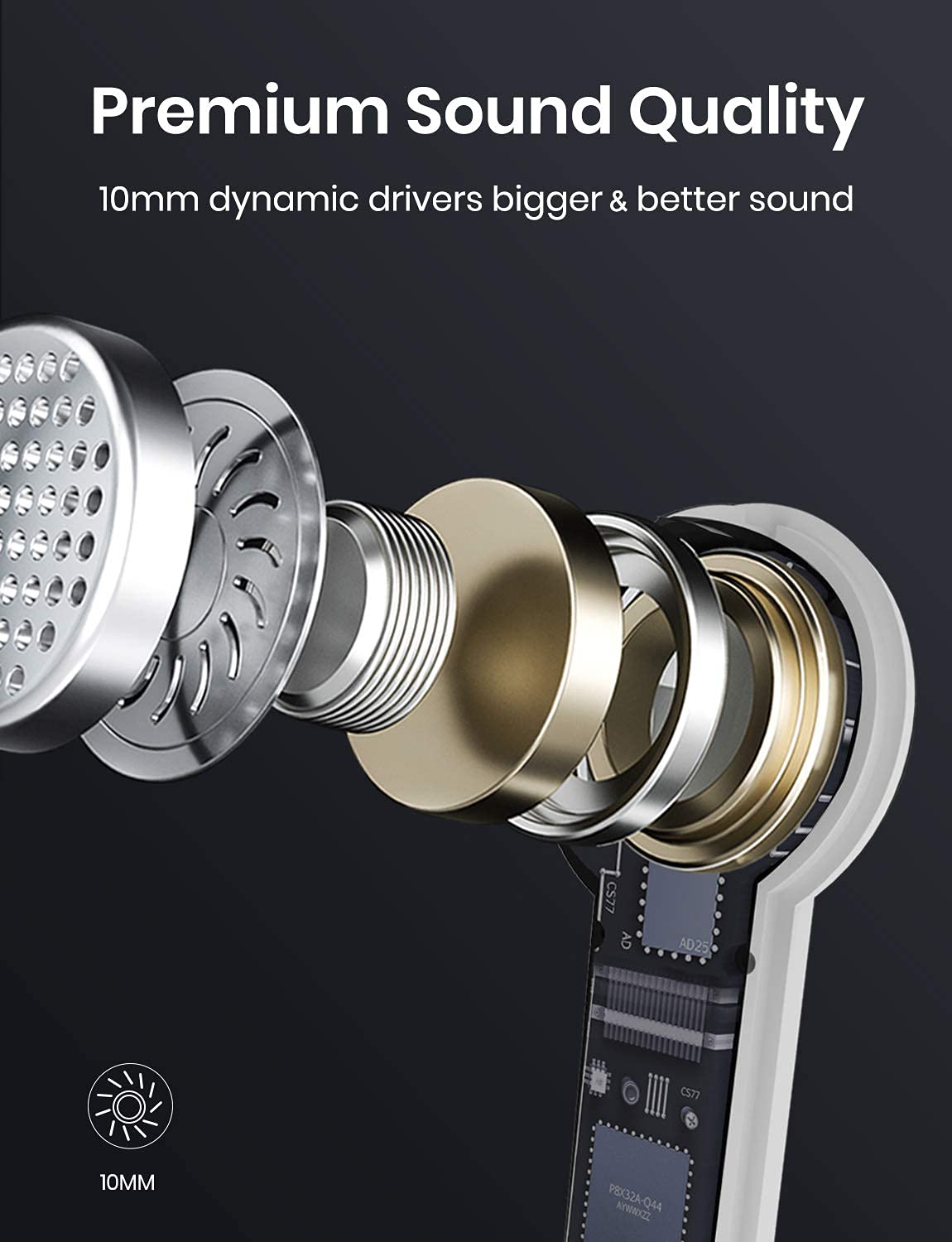dyplay Wireless Earbuds Bluetooth 5.0 with Qi Wireless Charging Case Touch Control in Ear Waterproof TWS Stereo Headphones with Mic and Deep Bass Sound Headsets for Music/Work/Travel