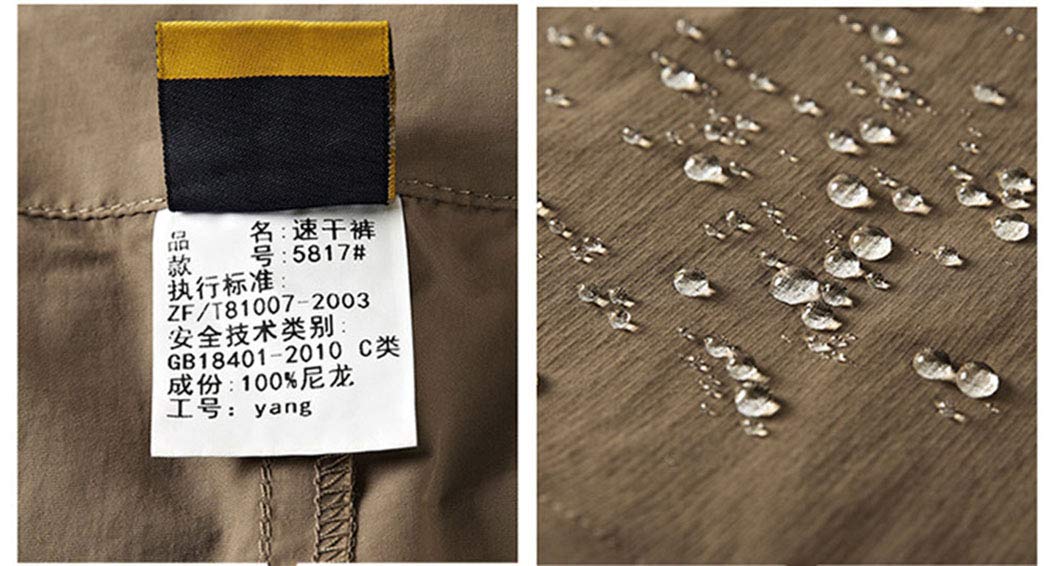 Amoystyle Men's Water-Repellent Quick Dry Convertible Hiking Pants Khaki Asian 7XL