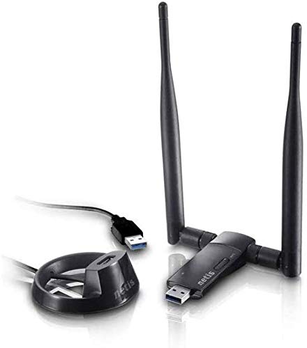 Netis WF2190 Wireless AC1200 Long-Range USB Adapter, Supports Windows, Mac, Linux, Two 5dBi High Gain Antennas, Free USB Cradle