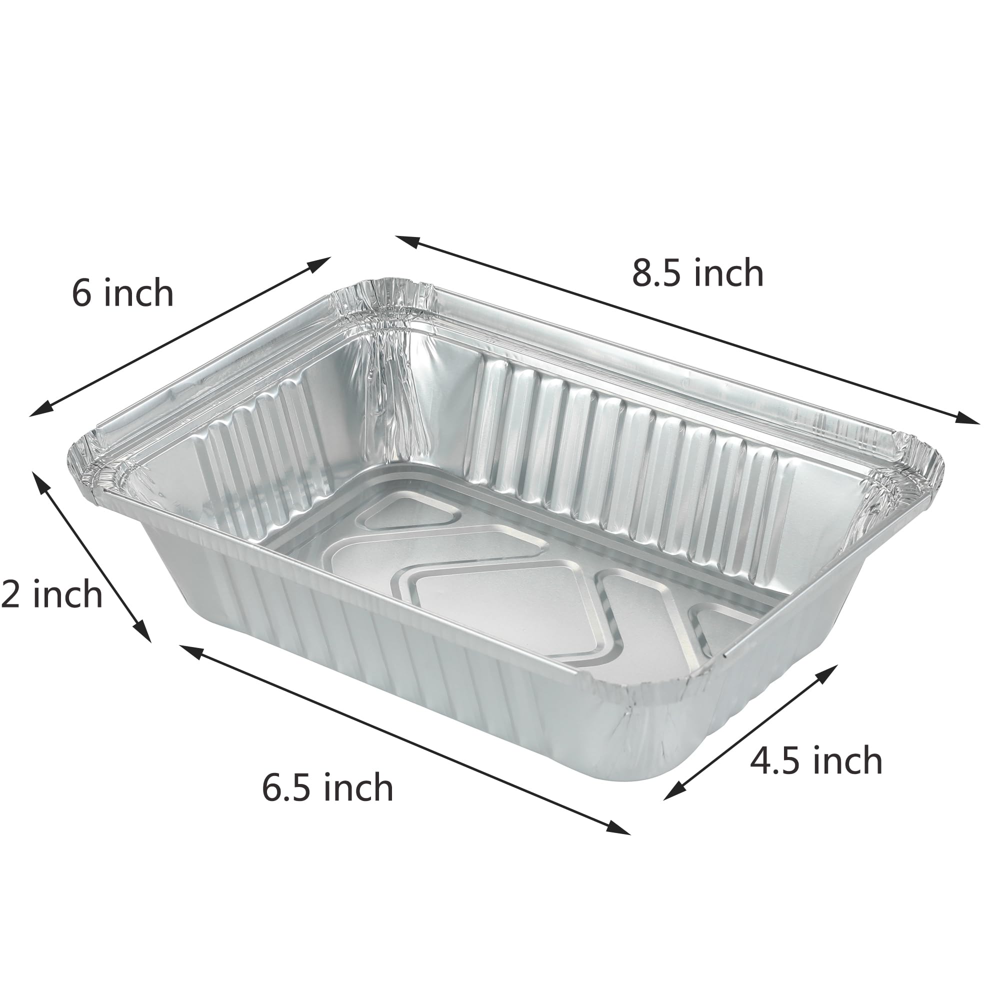 Waytiffer 25Pack Disposable Aluminum Foil Pans Heavy Duty Premium Bread Tins 2.25LB - Capacity 8.5x6.3β Takeout Pans, Tin Foil for Reheating, Baking, (25 Pack with Cardboard Lids)