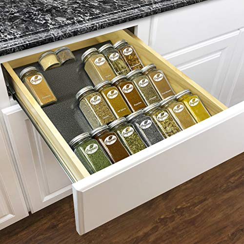 LYNK PROFESSIONALĀ® Spice Drawer Organizer - Heavy Gauge Steel 4 Tier Spice Rack - Drawer Insert Tray for Spice Jars, Herbs and Seasoning - Kitchen Cabinet Drawer Storage - Silver Metallic, Large