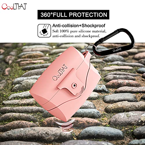 COOLTHAT 5 in One New Airpods Pro Case Cover with Magnetic Button Secured Lock(Designed in Jun. 2022), 360° Shockproof Protective Case for Airpod Pro 2019, Supports Wireless Charging(Pink)