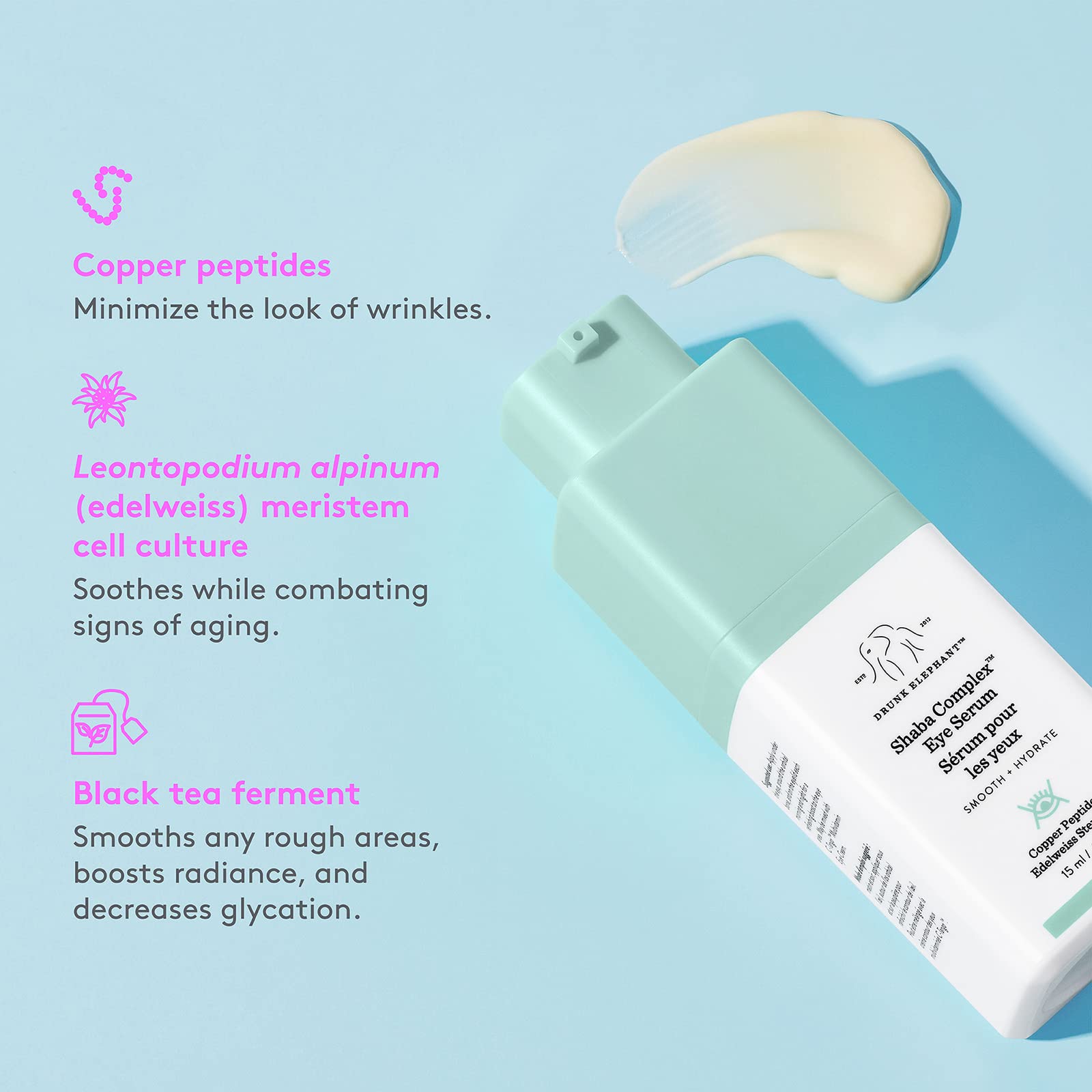 Drunk Elephant Shaba Complex Eye Serum - Anti Aging Wrinkle Serum for Dark Circles (15 mL / 0.5 Fl Oz)