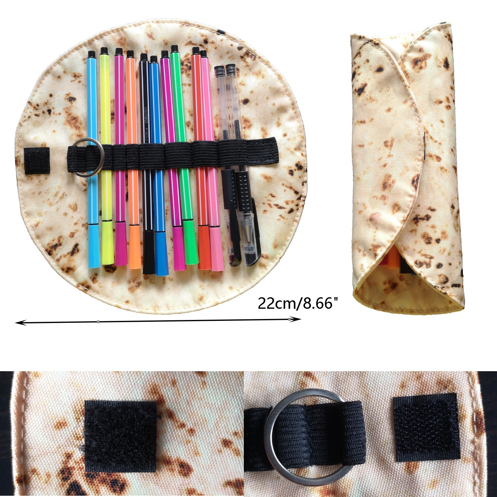 WONIU Creative Burrito Tortilla Pen Pencil Case, Funny Stationery Pen Pencil Pouch Holder Makeup Roll Up Case Bag for Makeup brush, art brush, paintbrush, pencil, pen