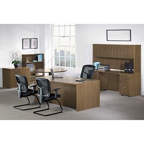 Lorell Essentials Desk Shell, Walnut Laminate