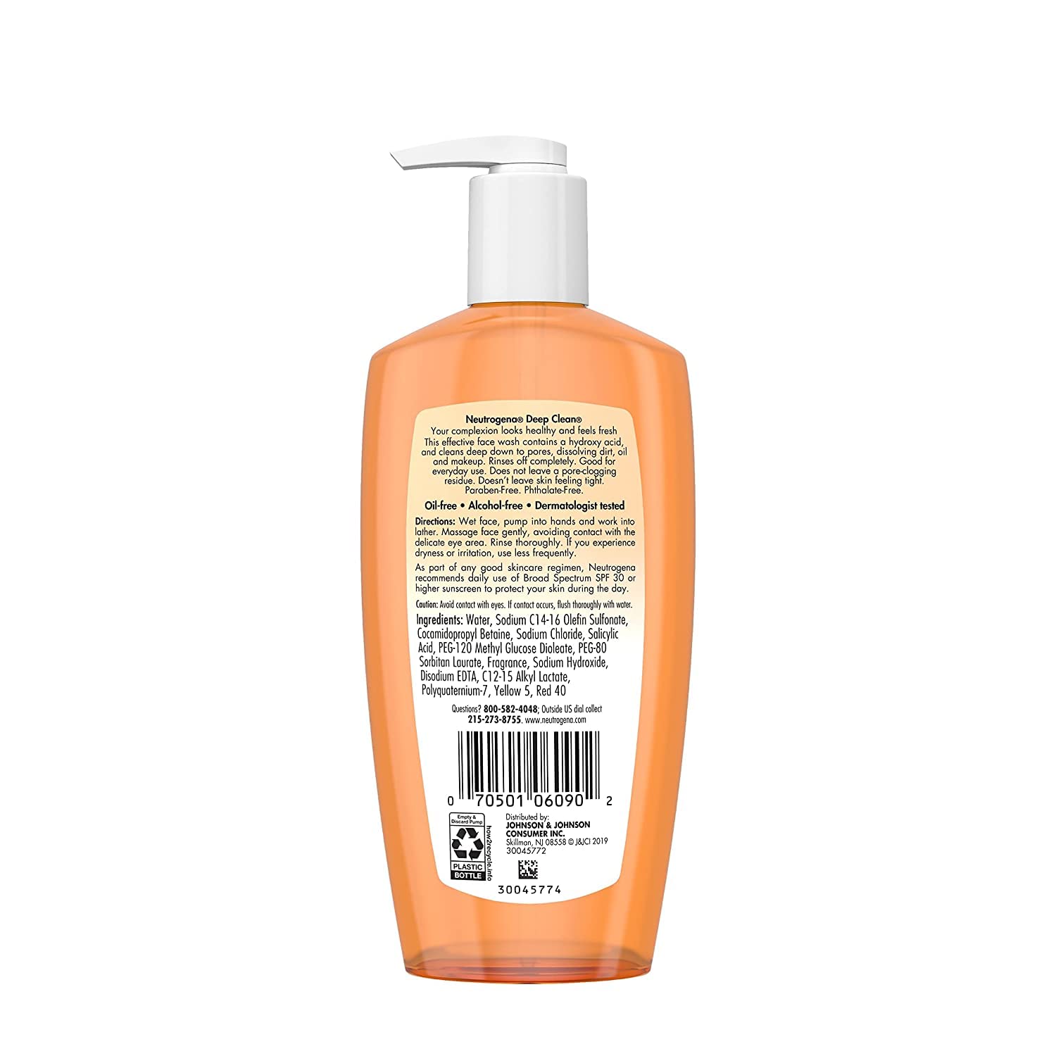 Neutrogena Deep Clean Facial Cleanser, Normal to Oily Skin 6.70 oz (Pack of 4)