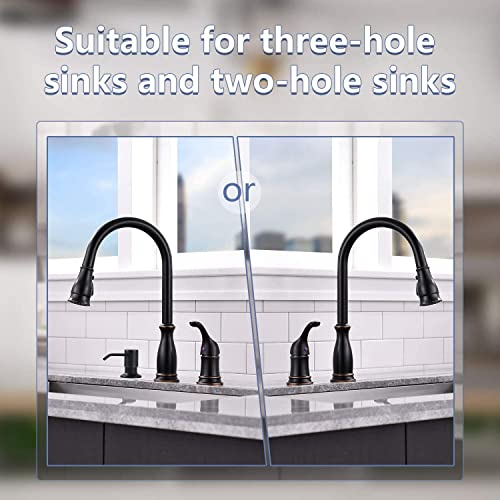 APPASO 3 Hole Kitchen Faucet with Pull Down Sprayer Oil Rubbed Bronze, 2-Hole Pull Out Kitchen Sink Faucet with Side Single Handle and Soap Dispenser, 211ORB