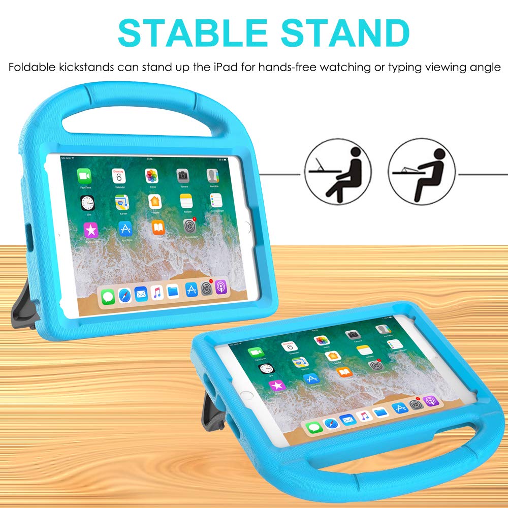 SUPLIK Kids Case for iPad Mini 5/4/3/2/1 (7.9"), Durable Shockproof Protective Handle Bumper Stand Cover with 2*Screen Protectors for 7.9 inch Apple iPad Mini 5th/4th/3rd/2nd/1st Generation, Blue