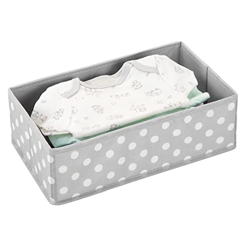 mDesign Fabric Drawer Organizer Bins, Kids/Baby Nursery Dresser, Closet, Shelf, Playroom Organization, Hold Clothes, Toys, Diapers, Bibs, Blankets, 6 Pack - Gray/White Polka Dot
