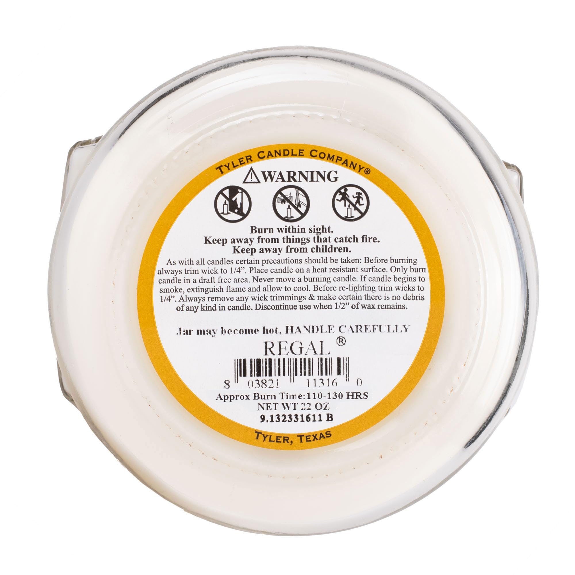 Tyler Candle Co 22oz Regal Candle White 22oz