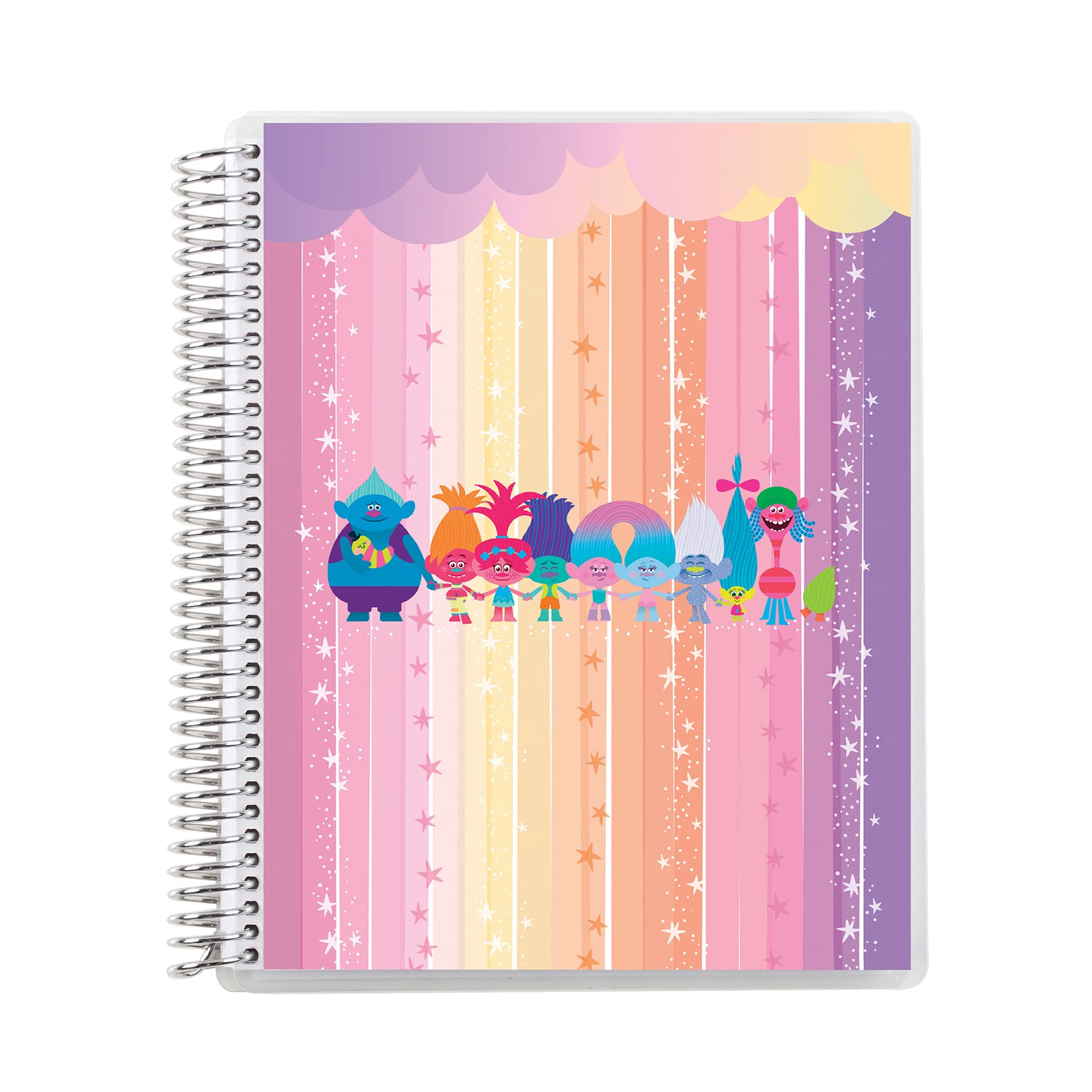 7" x 9" Spiral Bound College Ruled Notebook - Trolls Friendship. 160 Lined Page Note Taking & Writing Notebook. 80Lb Thick Mohawk Paper. Stickers Included by Erin Condren.