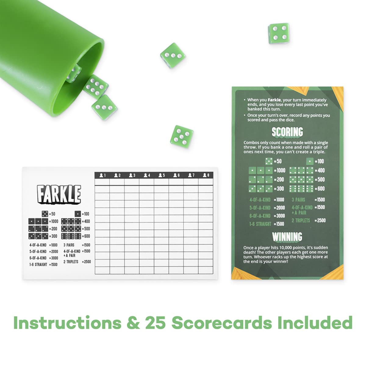 Brybelly Farkle: The Family Dice Game | Fun Dice Game for Game Nights | 1 Cup & Dice | 2-8 Player Game