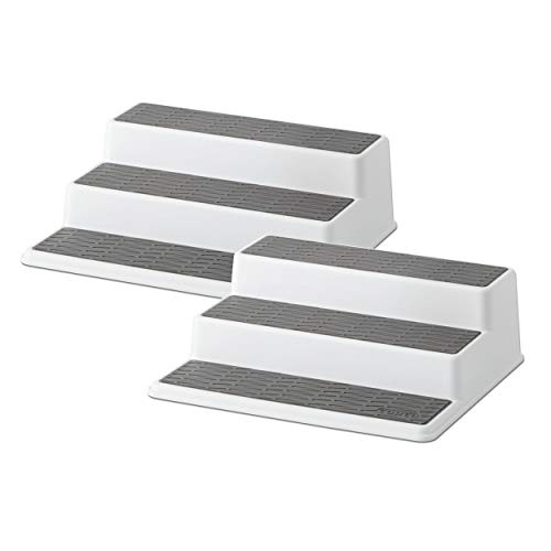 Copco 5257350 Non-Skid 3-Tier Spice Pantry Kitchen Cabinet Organizer, 2 Pack, Grey 2 & Basics Non-Skid Pantry Cabinet Lazy Susan Turntable, 12-Inch, White/Gray