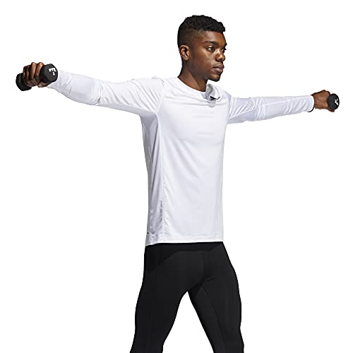 adidas Men's Techfit Fitted Long Sleeve Tee, White, X-Large