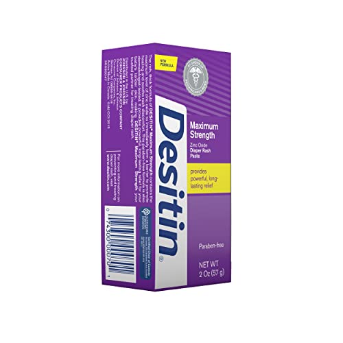 Desitin Maximum Strength Baby Diaper Rash Cream with 40% Zinc Oxide for Treatment, Relief & Prevention, Hypoallergenic, Phthalate- & Paraben-Free Paste, Travel Size, 2 oz (Pack of 6)