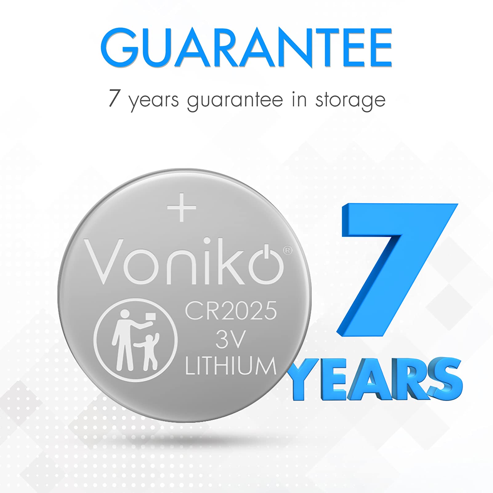 Voniko 3 Volt CR2025 Battery 6 Pack β CR 2025 Button Cell Battery β 2025 Lithium Coin Batteries, 7 Years Shelf Life
