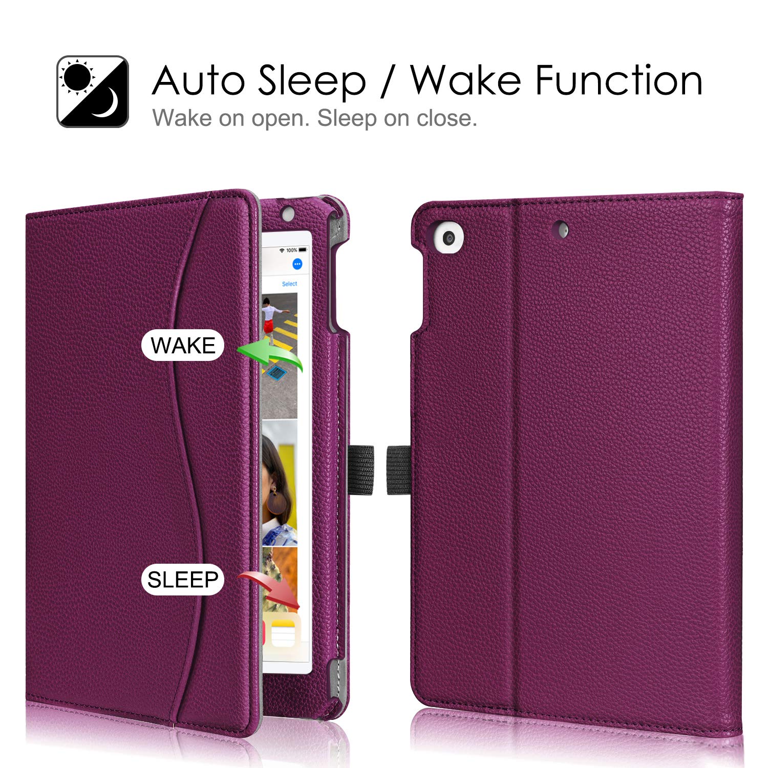 Fintie Case for iPad Mini 4 - [Corner Protection] Multi-Angle Viewing Folio Smart Stand Protective Cover with Pocket, Auto Wake/Sleep, Compatible with iPad Mini 5th Gen 2019 (Purple)