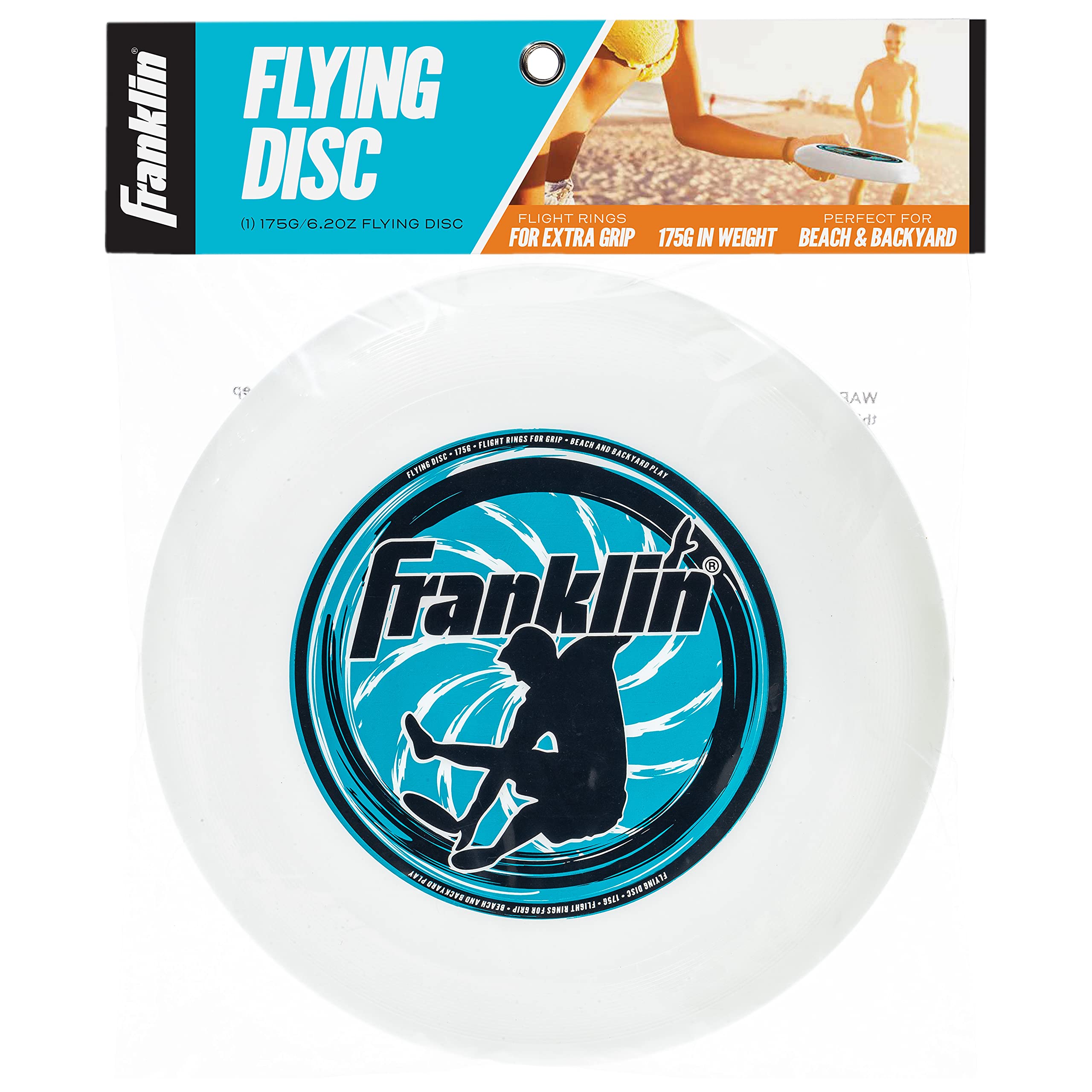 Franklin Sports Flying Disc - Sport Disc for Beach, Backyard, Lawn, Park, Camping and More - 175 Gram Disc,White