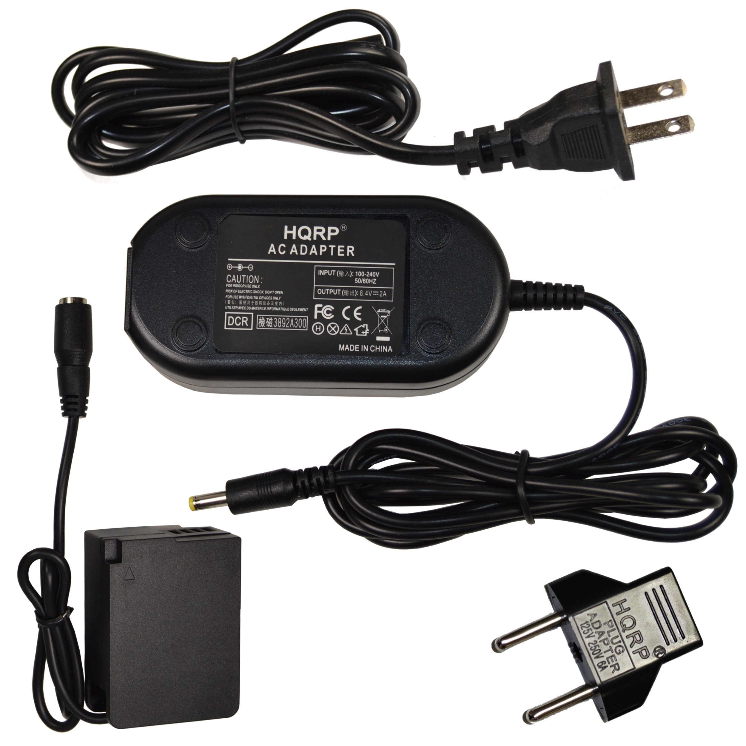 HQRP Kit AC Power Adapter Works with Panasonic Lumix DMC-G7 DMC-G70 DMC-G70W DMC-FZ200 DMC-G5 DMC-G5X DMC-G5K DMC-G6 DMC-G6K DMC-FZ1000 DMC-FZ2000 DMC-FZ2500 DMC-G80 DMW-BLC12 Digital Camera