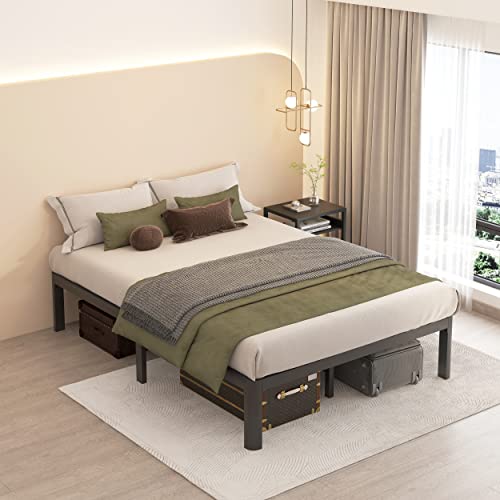 MAF 14 Inch Queen Metal Platform Bed Frame with Round Corner Legs, 3000 LBS Heavy Duty Steel Slats Support, Noise Free, No Box Spring Needed, Easy Assembly
