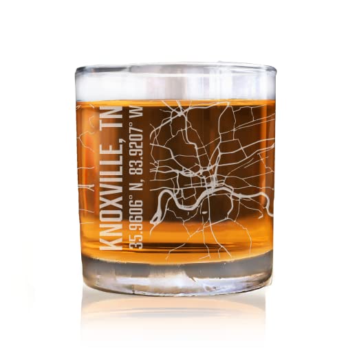 American Sign Letters Knoxville Tennessee City Map Whiskey Glass - Knoxville Map Glass, Tennessee Gift, Tennessee Glass