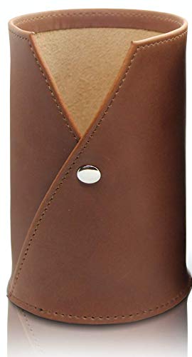 Desk Accessories for Women Office- Pen Holder Handmade with Genuine Leather for Desk Organization or Storage for Remote Controls | Eyeglasses | Sunglasses | Office Supplies | Sewing Supplies (Brown)