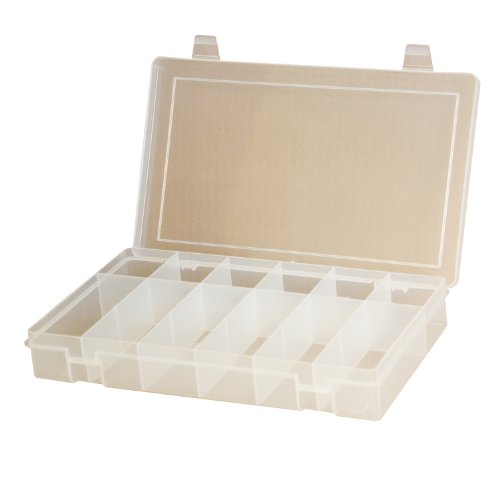 Durham LP6-CLEAR Clear Polypropylene 6 Compartment Large Box, 13-1/8" Width x 2-5/16" Height x 9" Depth