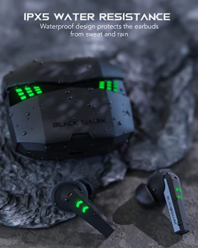 Black Shark Bluetooth Earbuds with 0.035s Ultra-Low Latency, Dual Environmental Noise Cancelling Microphones, Wireless Earbuds Gaming Earbuds with Bluetooth 5.2, IPX5 Waterproof, 26h Listening Time