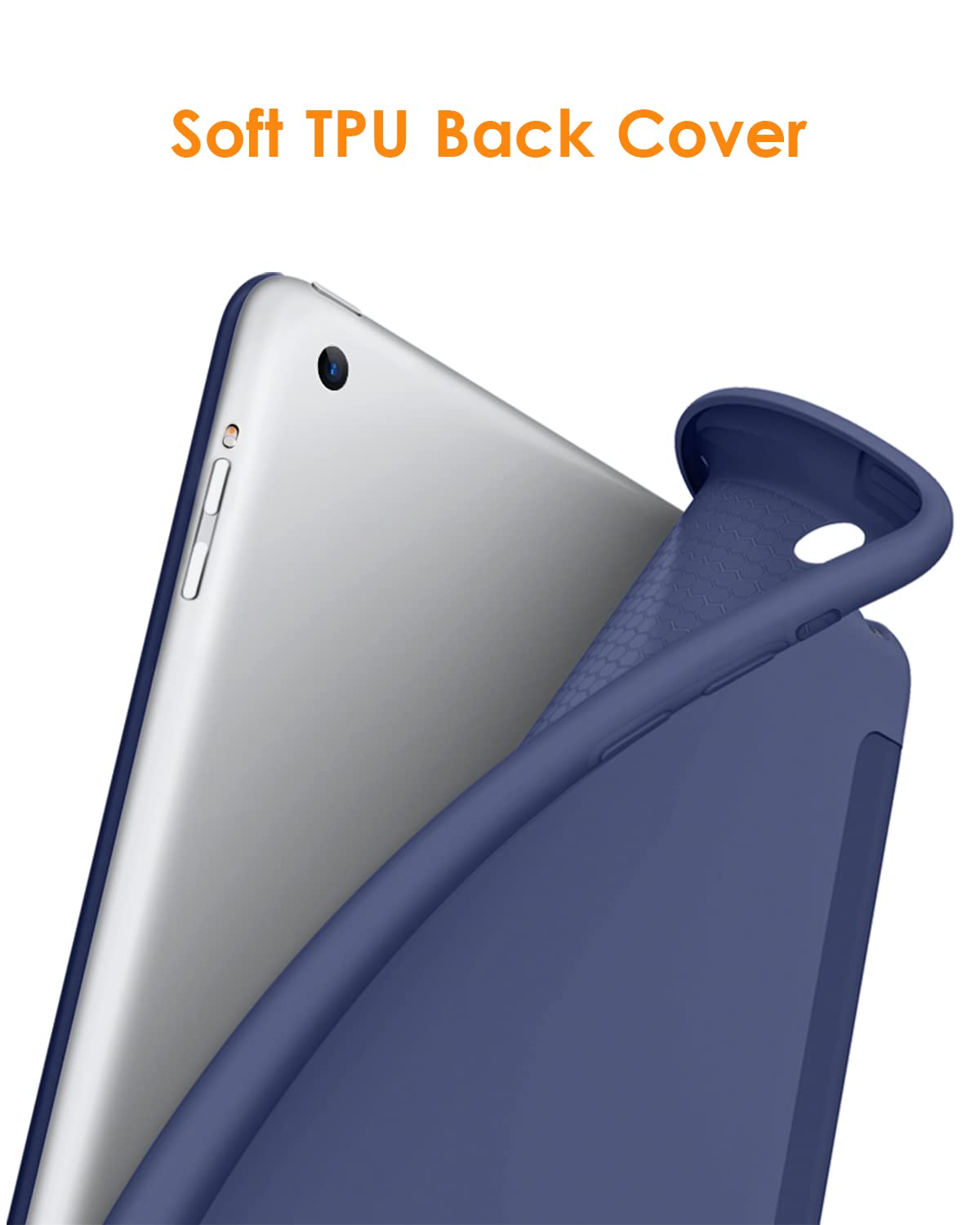 DTTO for iPad Air 1st Edition Case, (NOT for iPad Air 2 and Air 3) Ultra Slim Lightweight Smart Trifold Stand with Flexible Soft TPU Back Cover [Auto Sleep/Wake], Navy Blue
