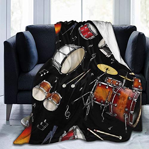 Percussion Black Drum Throw Blanket Ultra Soft Thick Bed Blanket Soft Coral Flannel Blanket Micro Fleece Blanket for Sofa Couch Bed Chair Office Sofa Soft Blanket Home Bed Blankets 50"x 40"