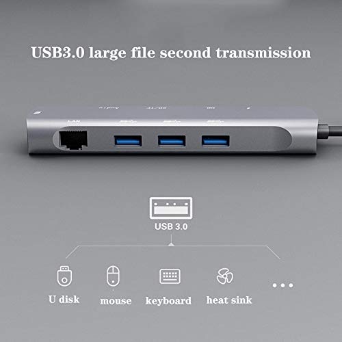 XUNMAIFHB Portable Docking Station,Multi-Function hub 10-in-1 Docking Station PD Charging HDMI, SD/TF Card Slot, 3.5mm Audio Port, VGA, Gigabit Ethernet Port, USB3.03 Fast Transmission