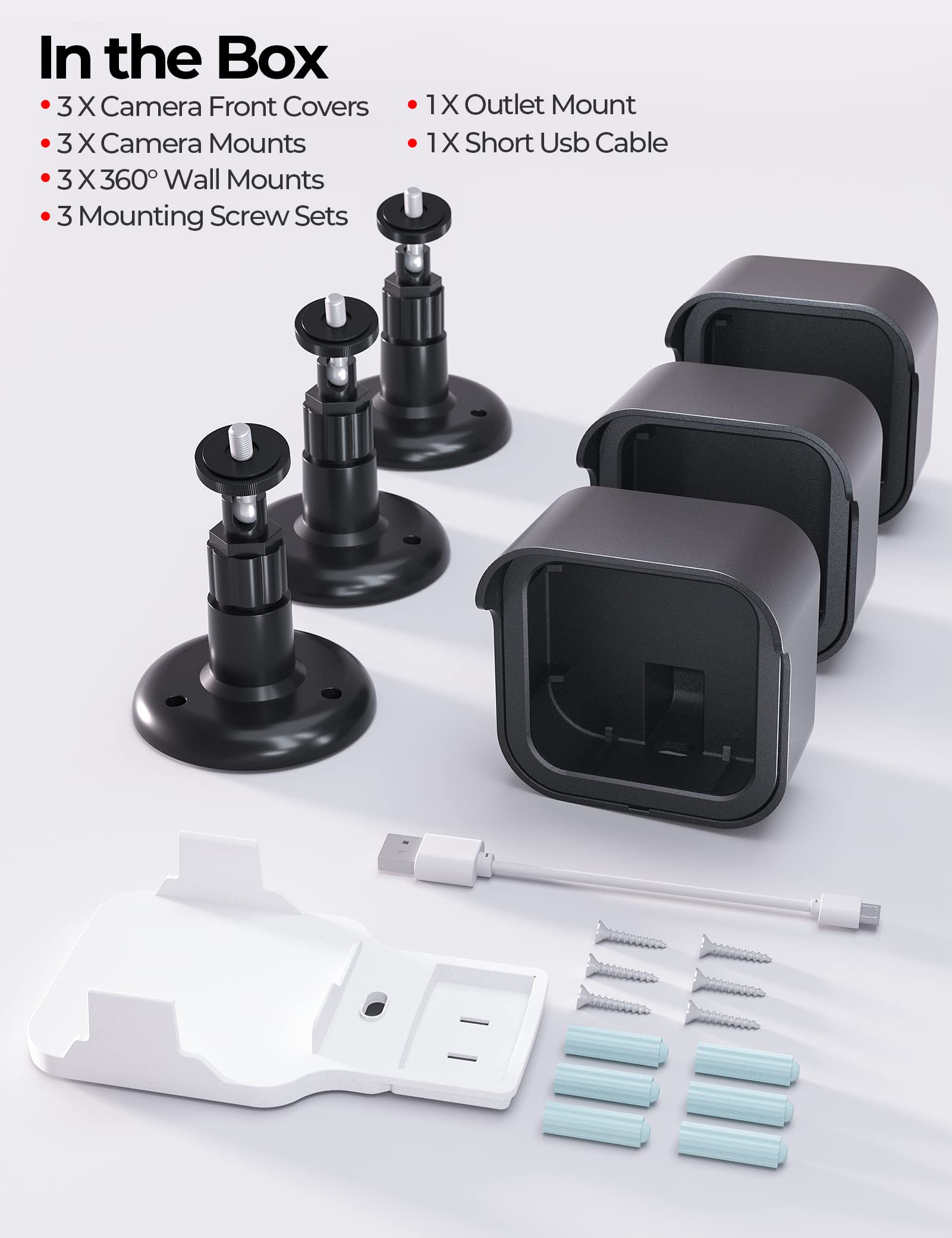 Blink XT XT2 Camera Wall Mount Bracket ,Weather Proof 360 Degree Protective Adjustable Indoor/Outdoor Mount and Cover for Blink XT XT2 Home Security Camera Anti-Sun Glare UV Protection Black(3 Pack)