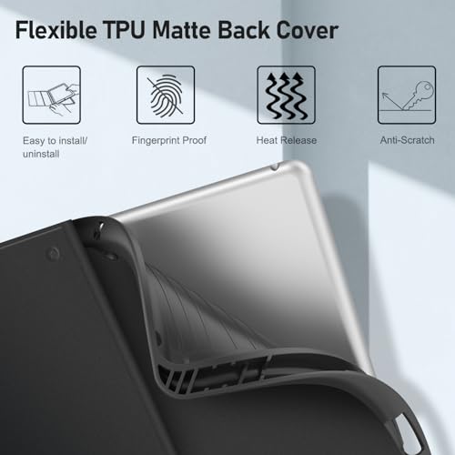 FINTIE Keyboard Case for iPad 9th / 8th / 7th Generation (2021/2020/2019) 10.2 Inch, Soft TPU Back Stand Cover with Pencil Holder, Magnetically Detachable Wireless Bluetooth Keyboard, Black
