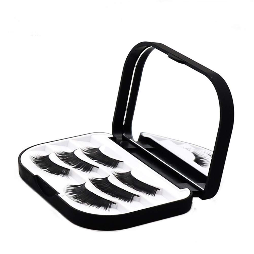 YiQiYi Cosmetic Case Empty Eyelashes Storage Case with Makeup Mirror Holder Box Fake Eyelash Packing Travel Storage Case Eyelashes Bag(Black)