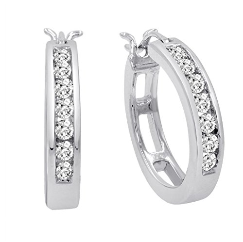 AGS Certified 1/2ct TW Diamond Hoop Earrings in 10K White Gold