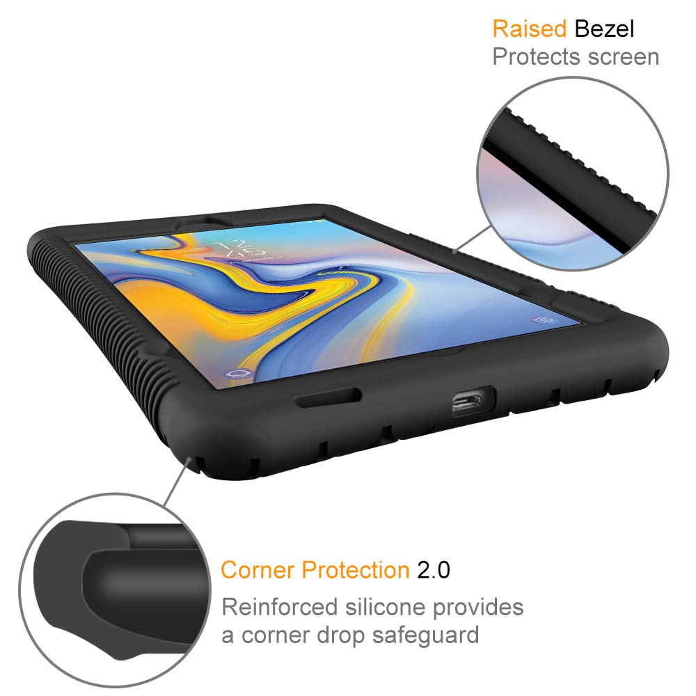 Fintie Silicone Case for Samsung Galaxy Tab A 8.0 2018 Model SM-T387, [Honey Comb Series] [Kids Friendly] Light Weight Shock Proof Protective Cover, Black